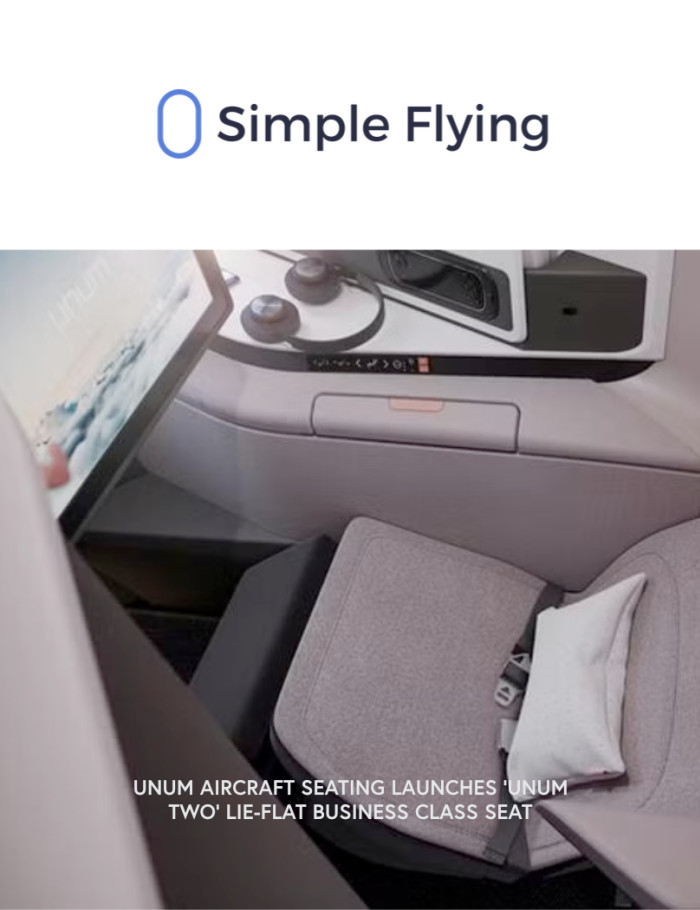Lightweight Comfort: Unum Aircraft Seating Launches 'Unum Two' Lie-Flat ...